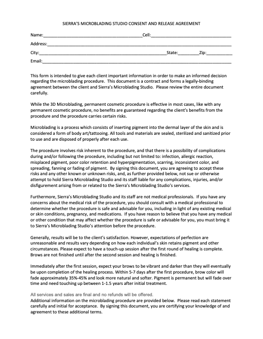 Forms - The Studio - Permanent Makeup